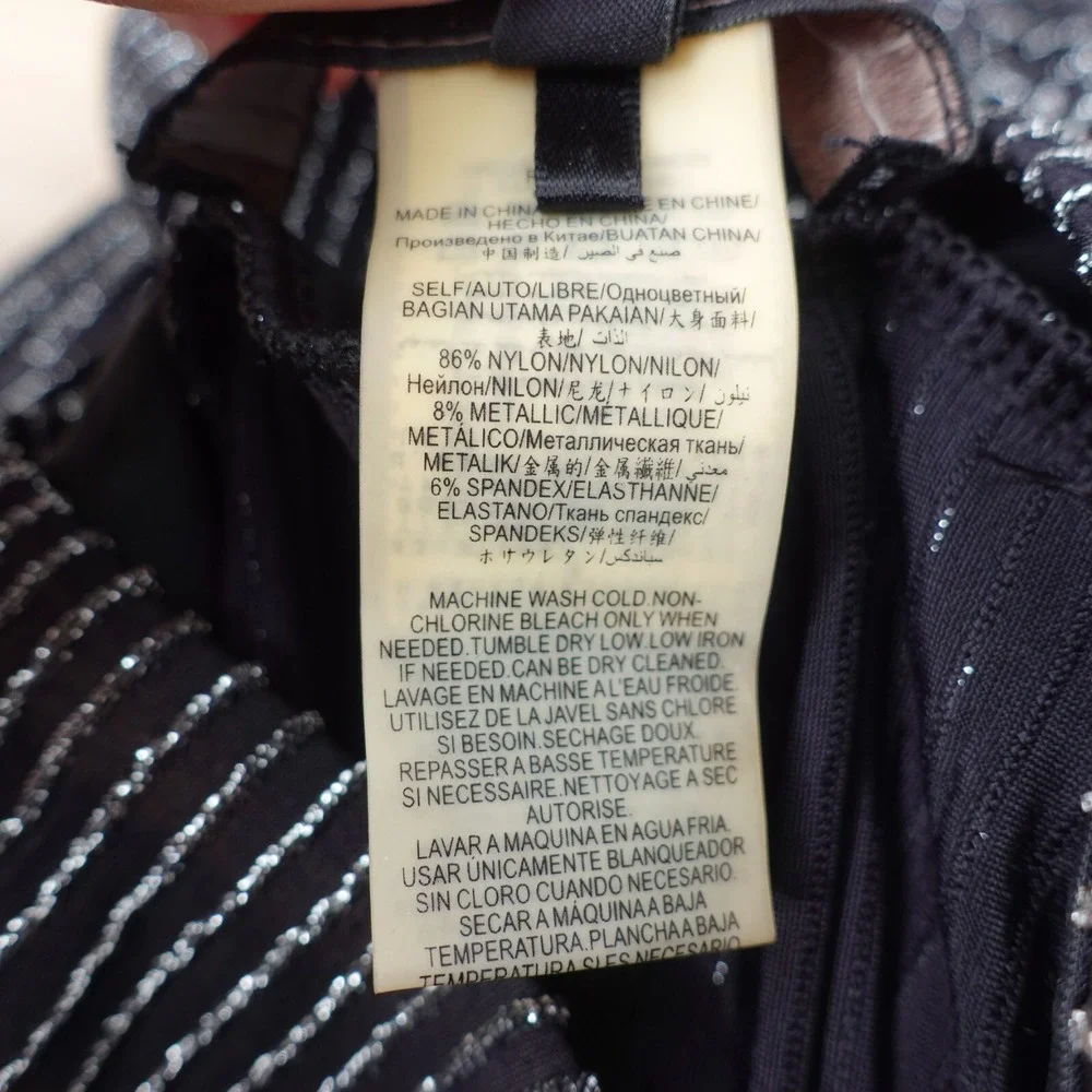 BCBGMaxAzria | Tops | Y2k Metallic Cocktail Shirt Xs Fitted Black ...